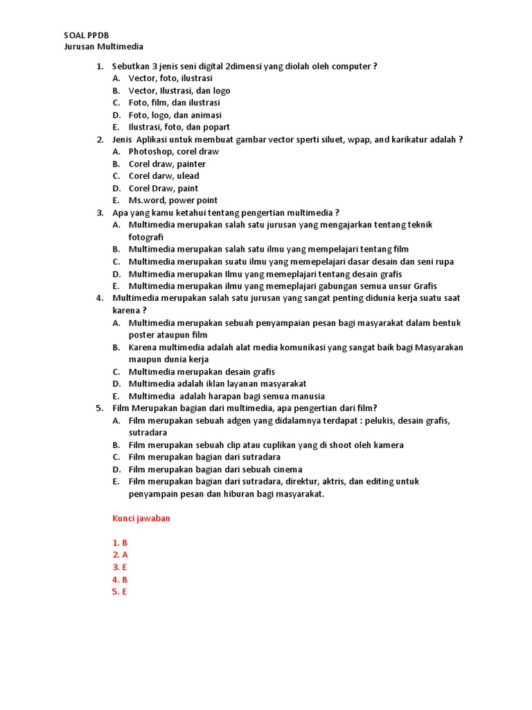 Soal Multimedia PPDB | PDF