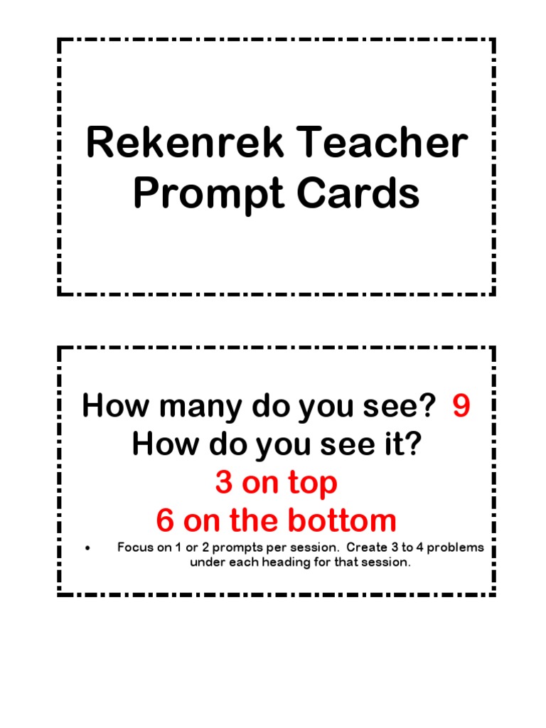 Rekenrek Teacher Prompt Cards | PDF | Leisure