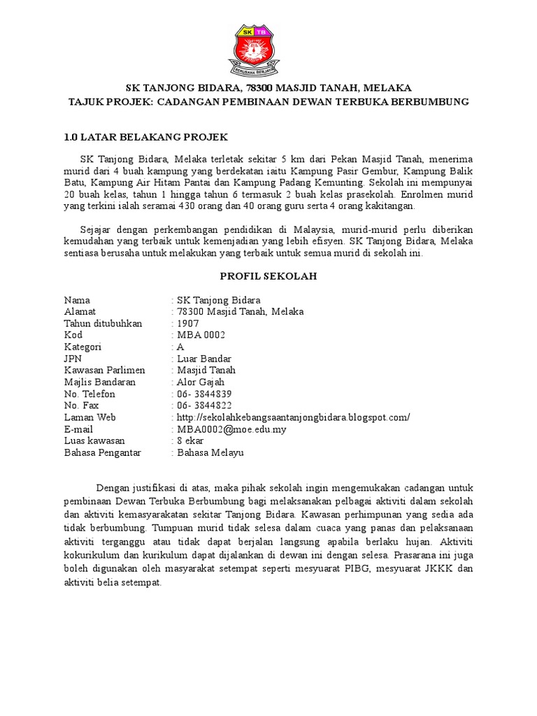 Kertas Kerja Dewan Terbuka Berbumbung SKTB | PDF