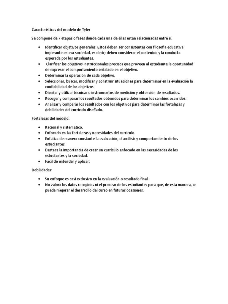 Características Del Modelo de Tyler | PDF