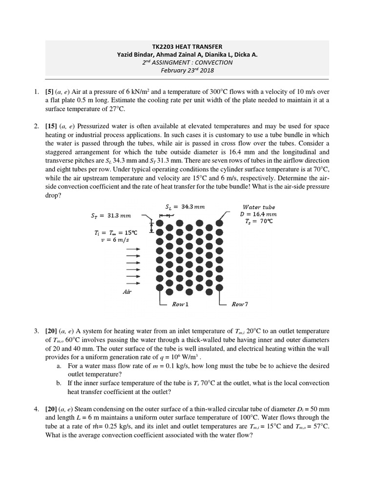 TK2203 - 2nd Assignment | PDF | Heat Transfer | Steam