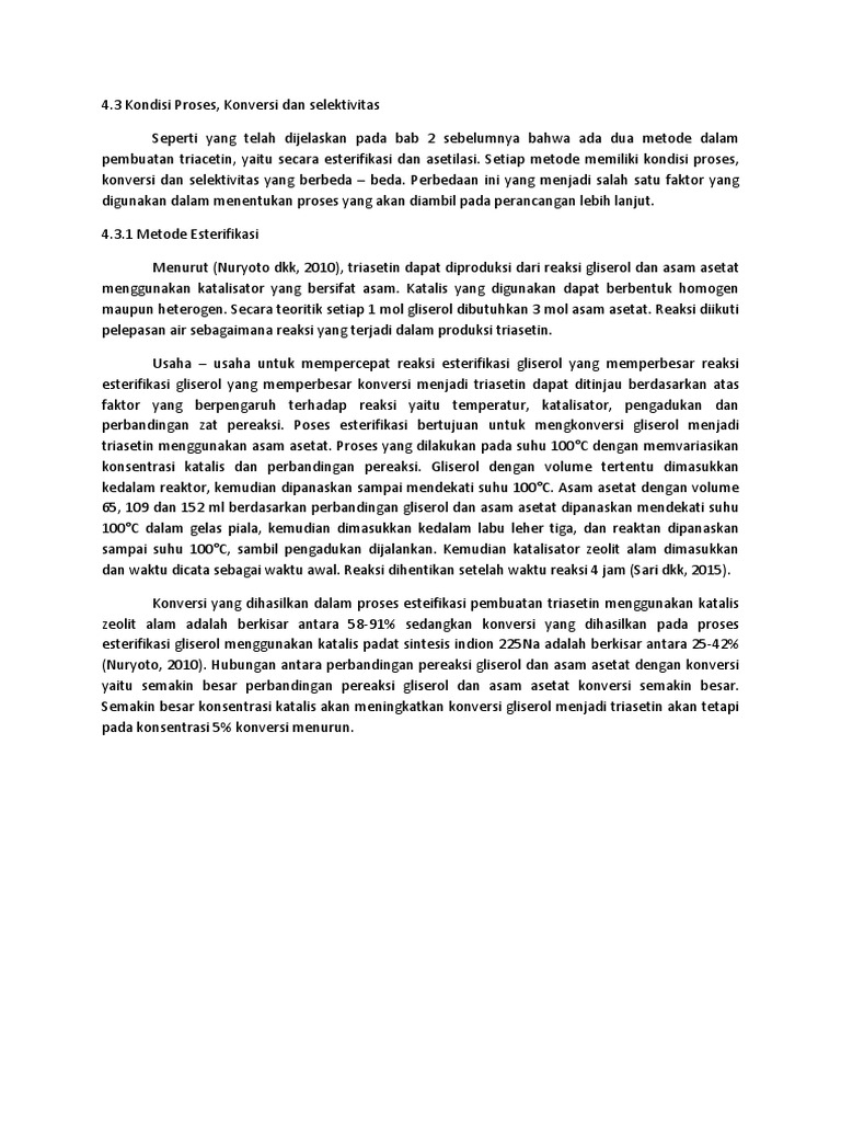 Optimasi Proses Esterifikasi dan Asetilasi Triacetin | PDF | Kesehatan ...