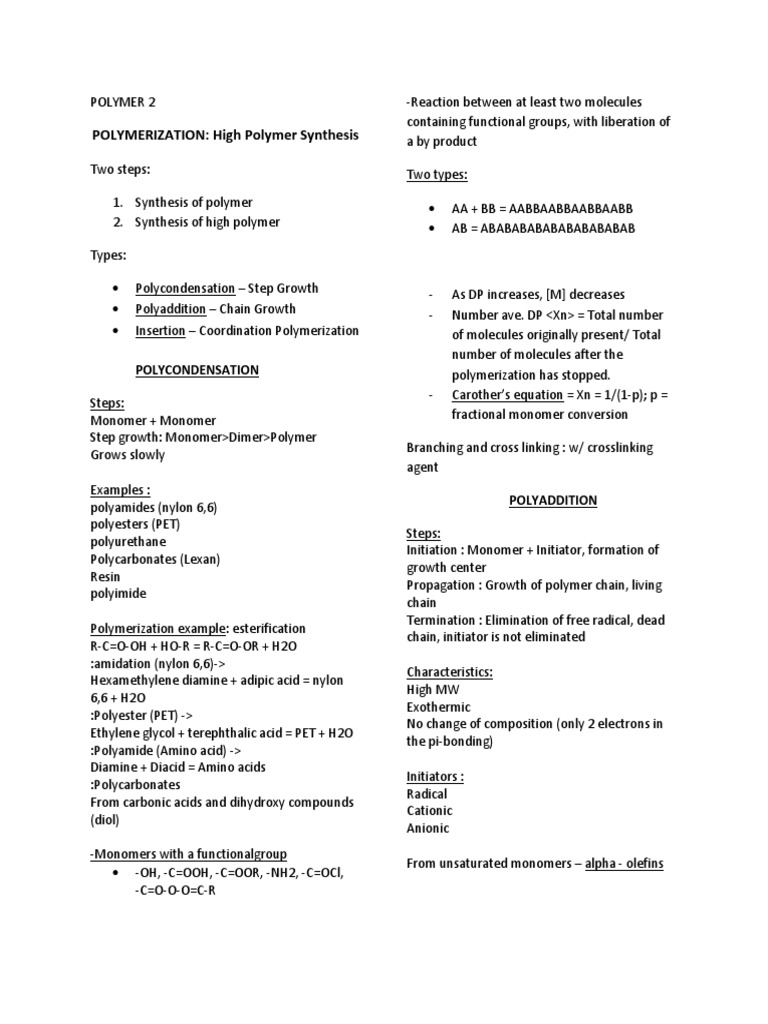 Polymer Science and Technology 2 | PDF | Polymerization | Polymers