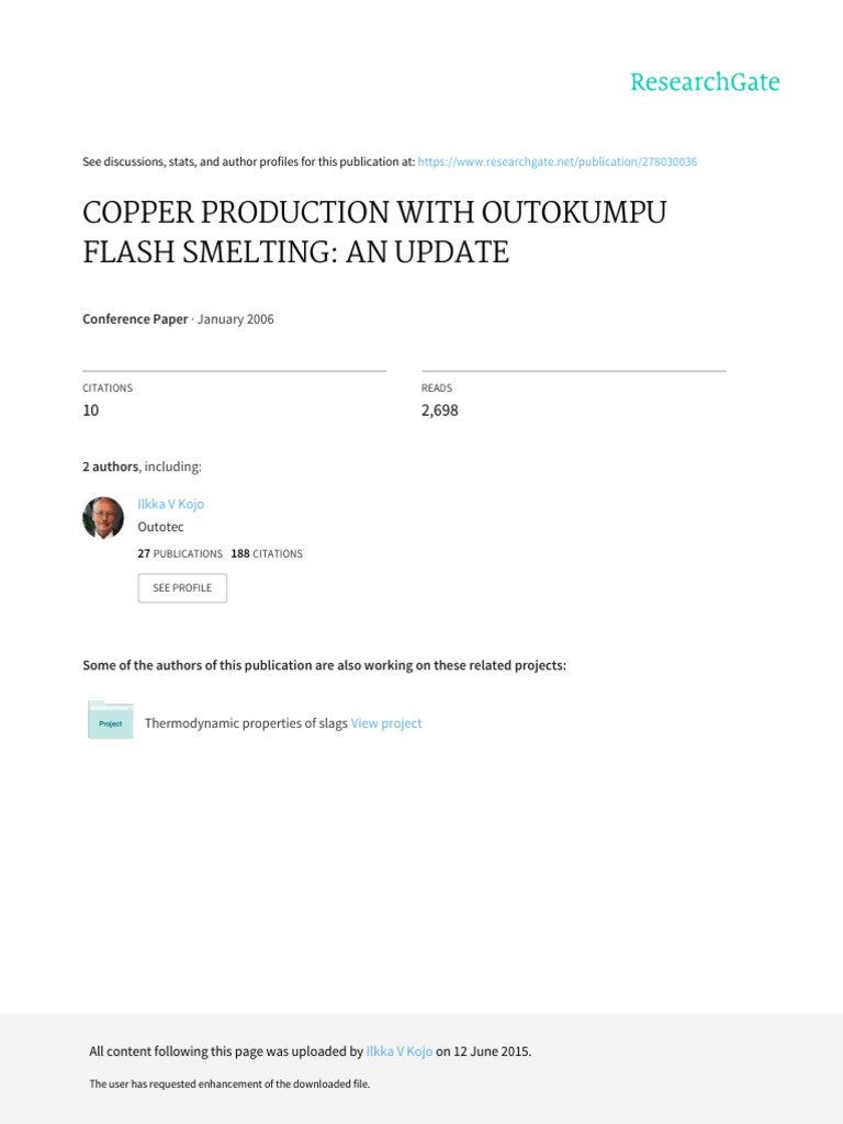 Flash Outokumpu Continuous Converting Process | PDF | Smelting ...