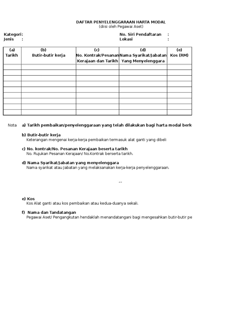 Kew - Pa-14 Daftar Penyelenggaraan Harta Modal | PDF