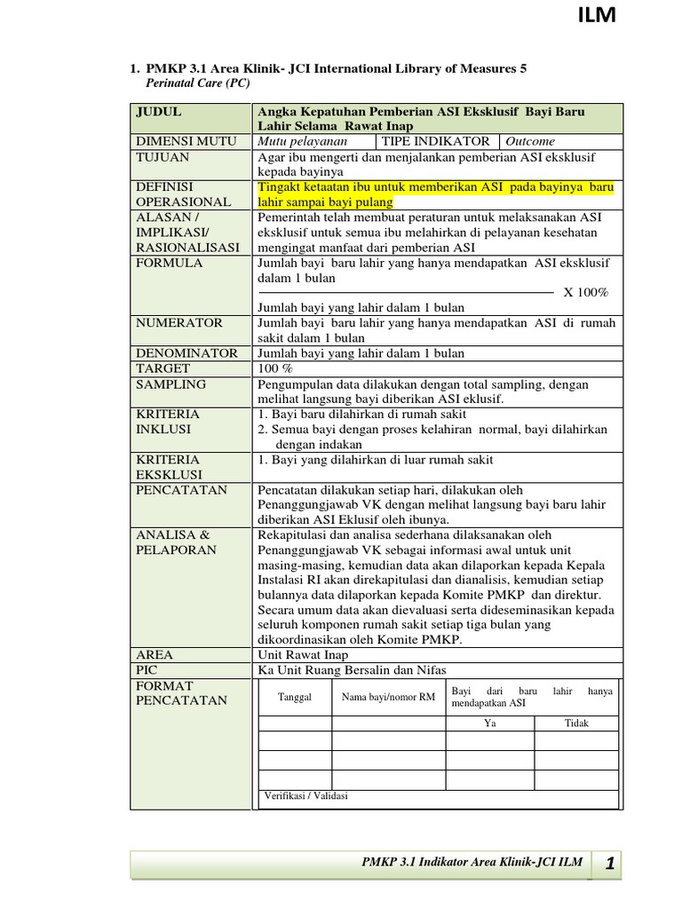 Contoh Indikator Mutu | PDF