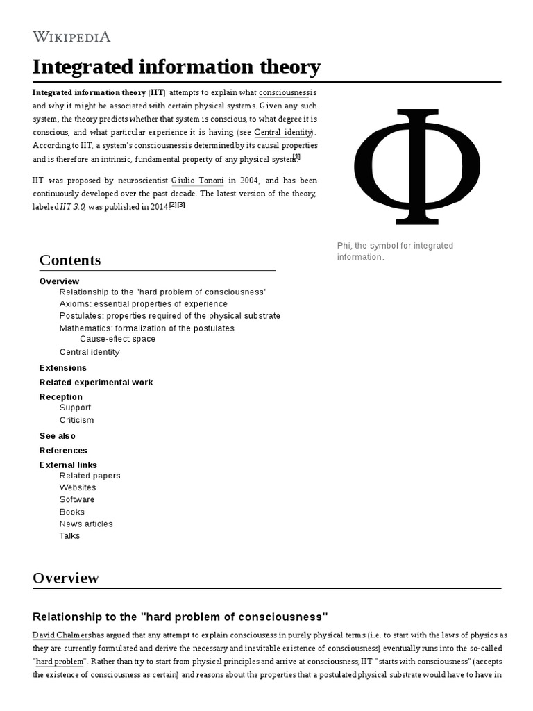 Integrated Information Theory (IIT) Attempts To Explain What ...