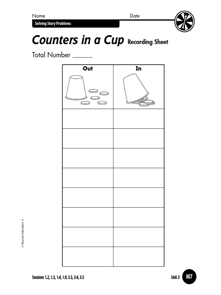 Counters in A Cup Recording Sheet | PDF
