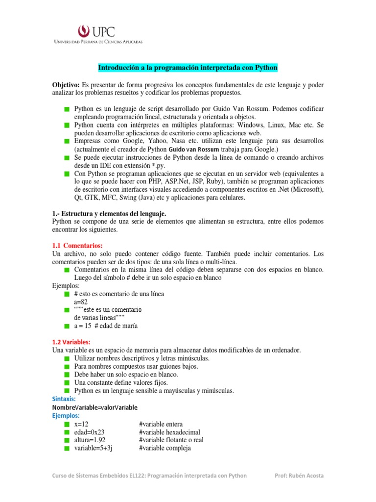 Clase Python1 | PDF | Python (lenguaje de programación) | .NET Framework