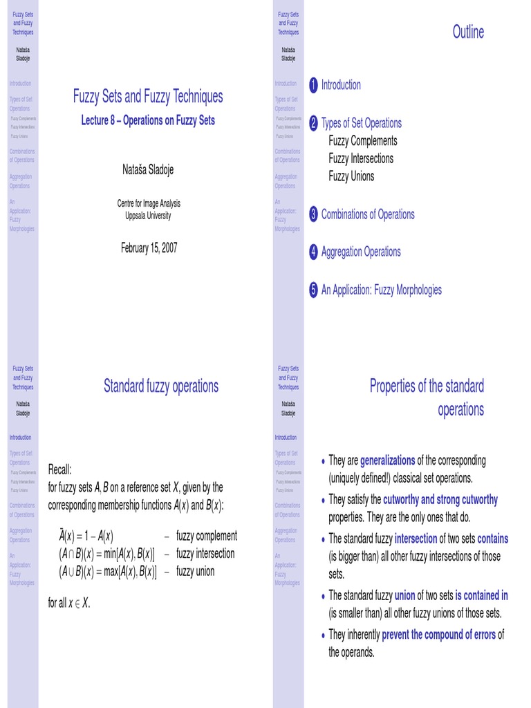 Lecture 8 - Operations On Fuzzy Sets: February 15, 2007 | PDF | Fuzzy ...
