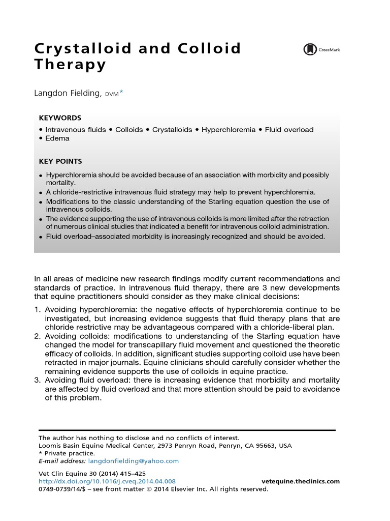 Crystalloid and Colloid Therapy | PDF | Clinical Medicine | Medical ...