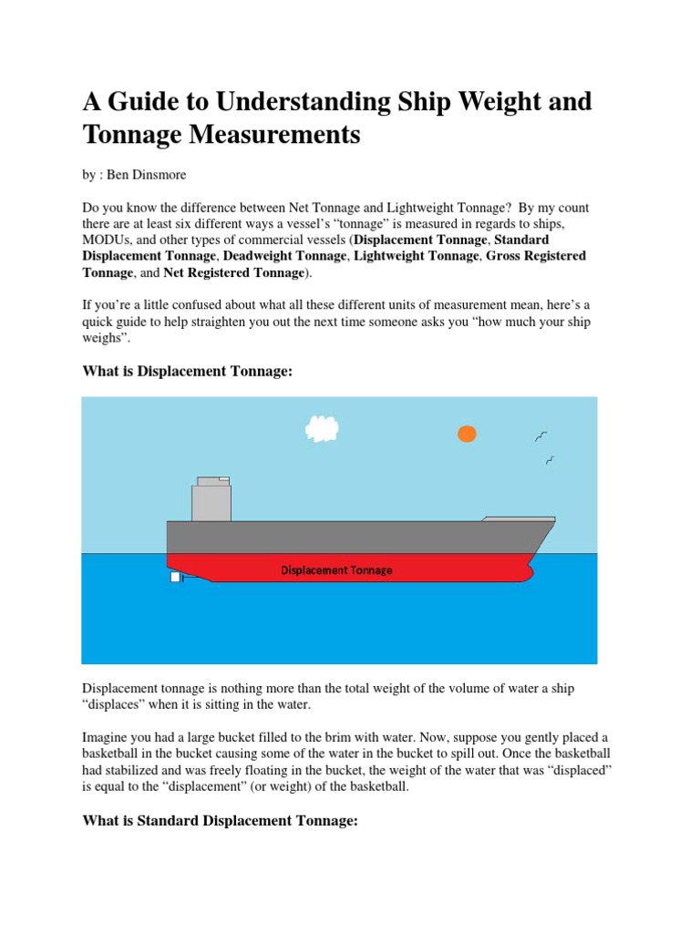 Ship Weight and Tonnage Guide | PDF | Tonnage | Shipbuilding