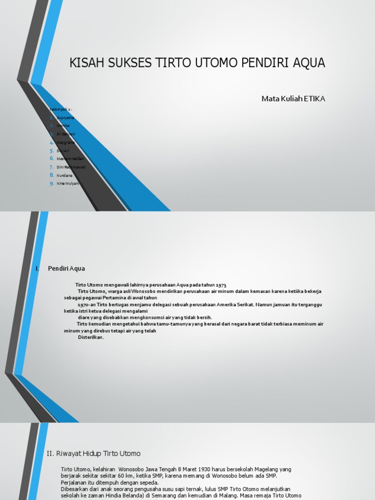 Kisah Sukses Tirto Utomo Pendiri Aqua | PDF