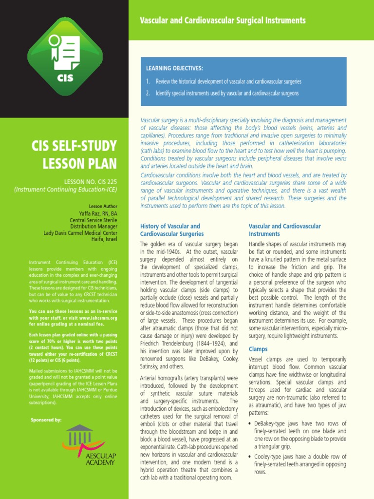 Cis Self-Study Lesson Plan: Vascular and Cardiovascular Surgical ...