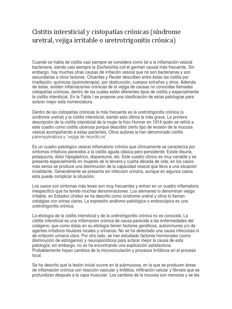 Cistitis Intersticial y Cistopatías Crónicas | PDF | Infección del ...