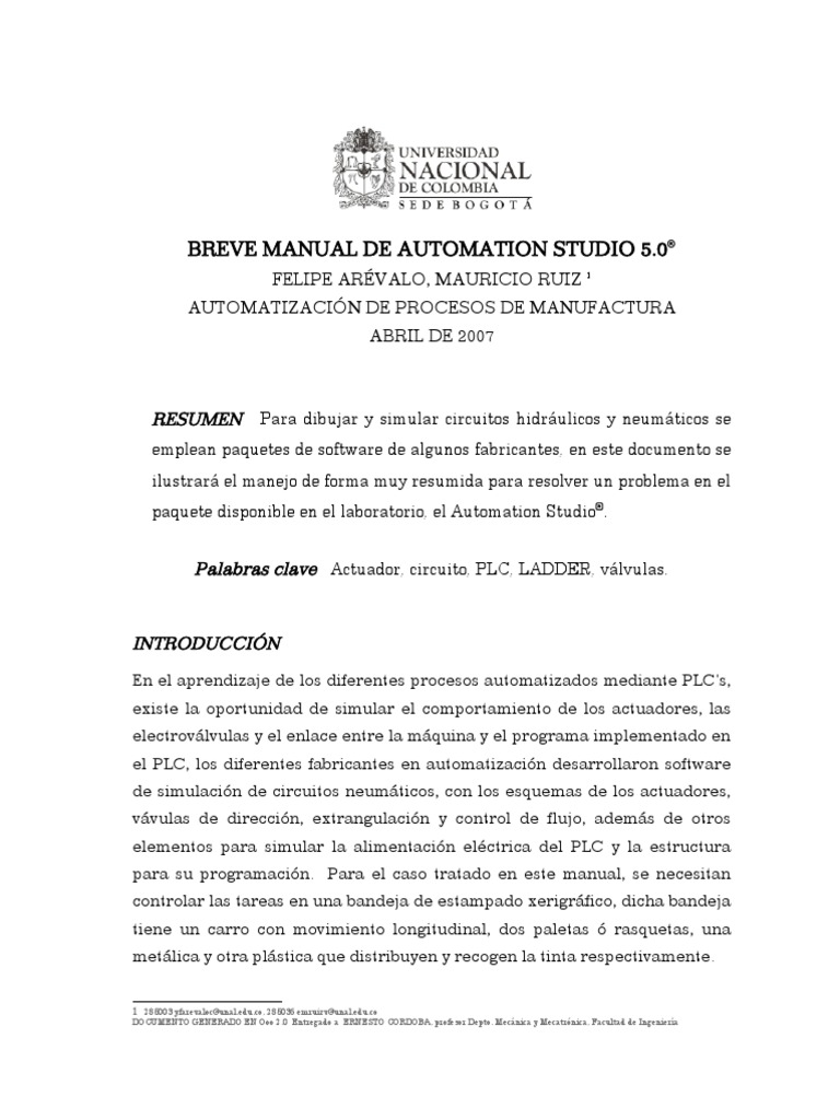 Manual de Automation Studio PDF | PDF | Solenoide | Simulación