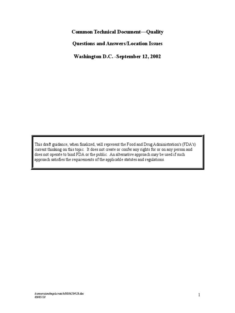Common Technical Document-Quality Questions and Answers/Location Issues ...