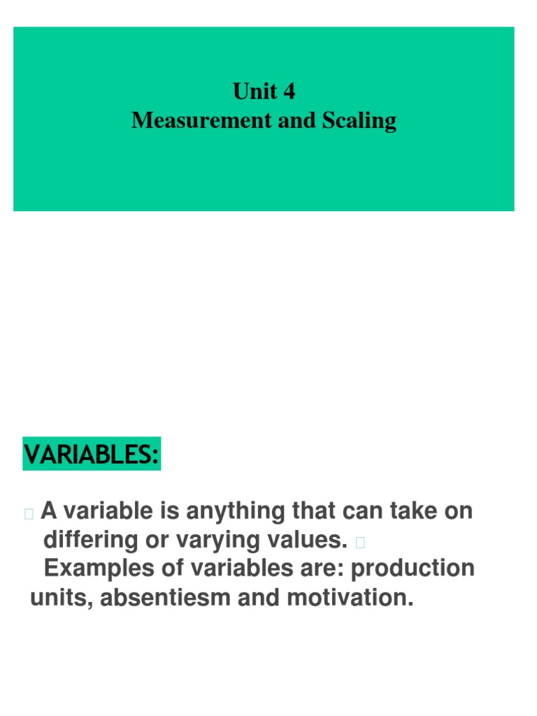 Unit 4 Measurement and Scaling | PDF | Validity (Statistics) | Level Of Measurement