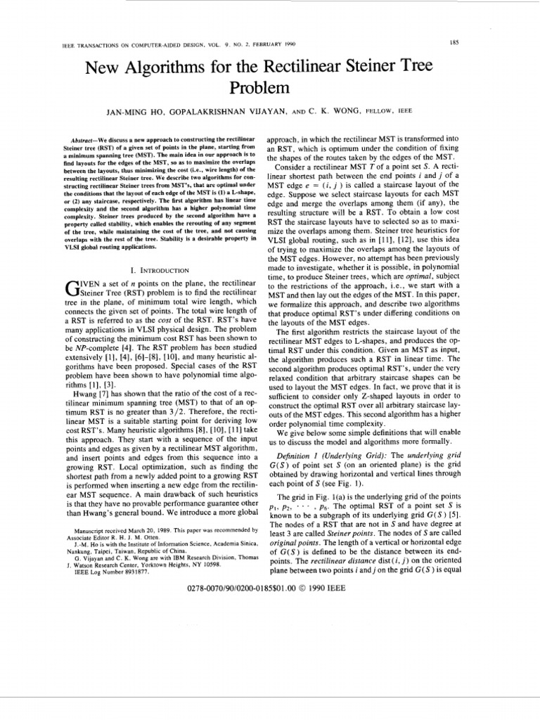 New Algorithms for Rectilinear Steiner Trees | PDF | Time Complexity ...