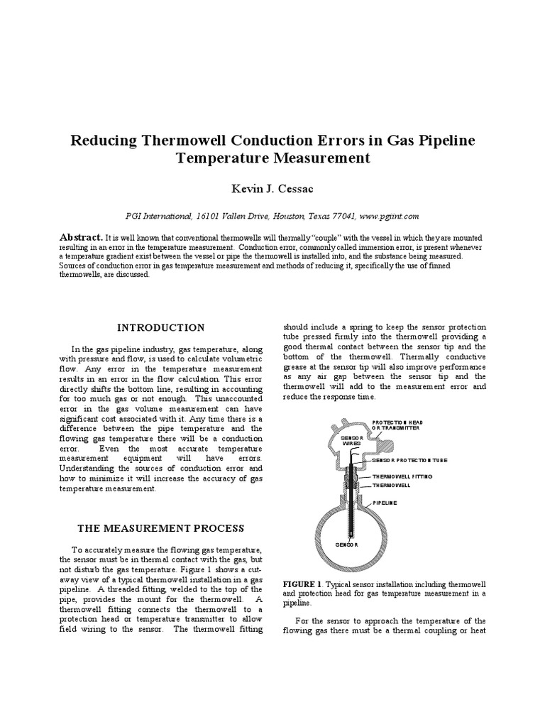 Reducing Thermowell Conduction Errors in Gas Pipeline | PDF | Thermal ...