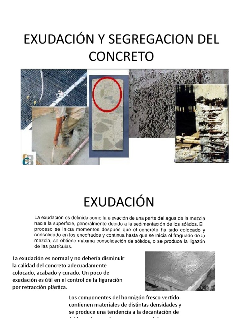Exudación Y Segregación En Concreto Pdf Cemento Agua