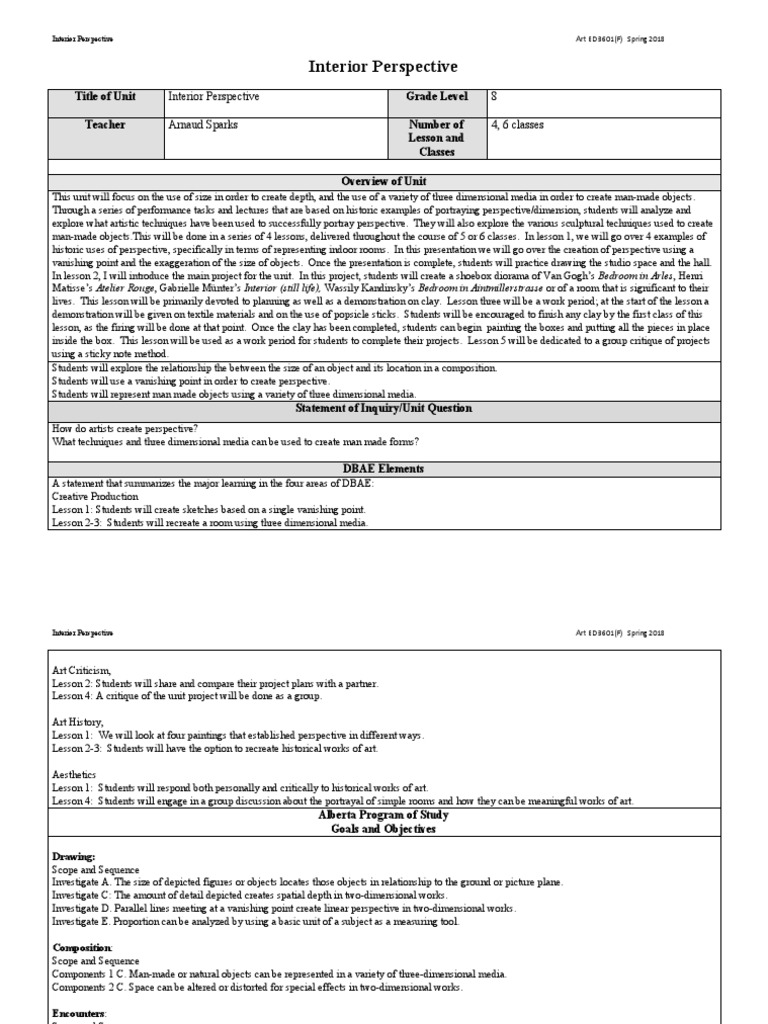 Interior Perspective | PDF | Rubric (Academic) | Perspective (Graphical)