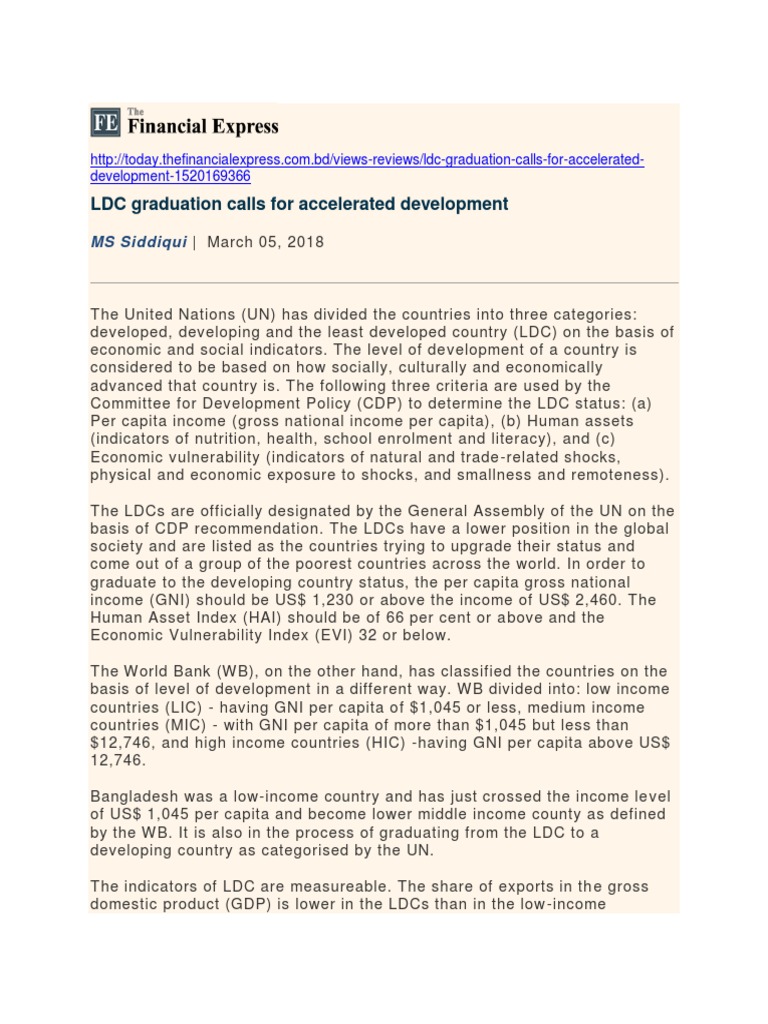 LDC Graduation Calls For Accelerated Development | Download Free PDF ...