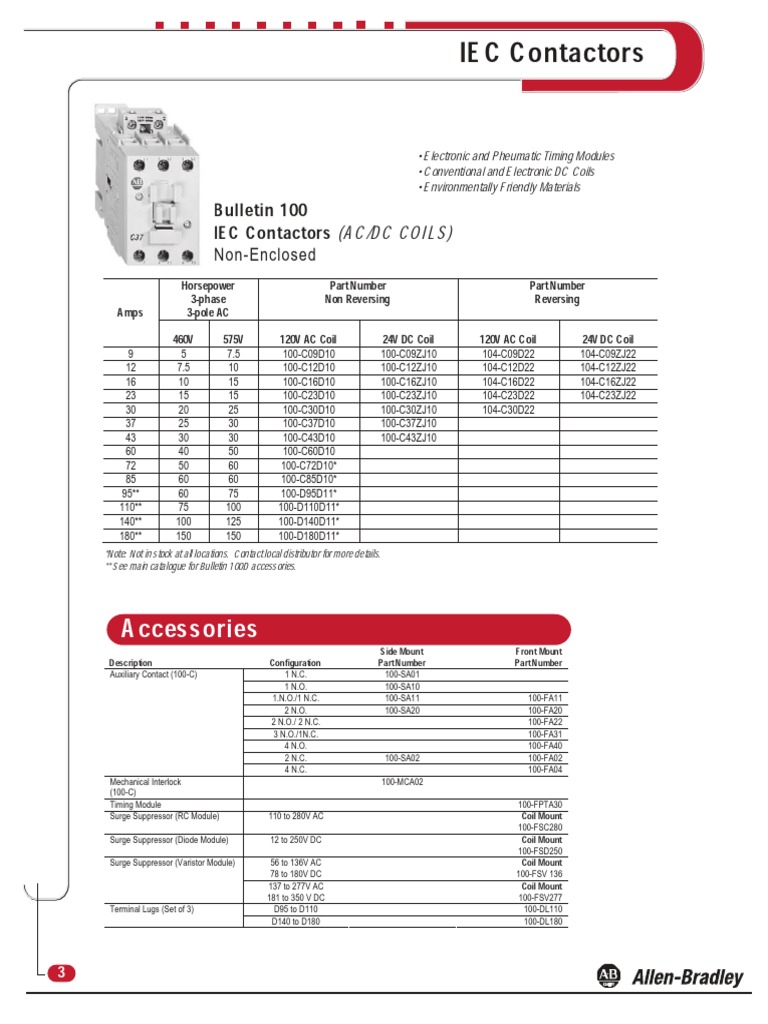 Allen Bradley 100 C43ZJ10 | PDF | Electric Power | Components