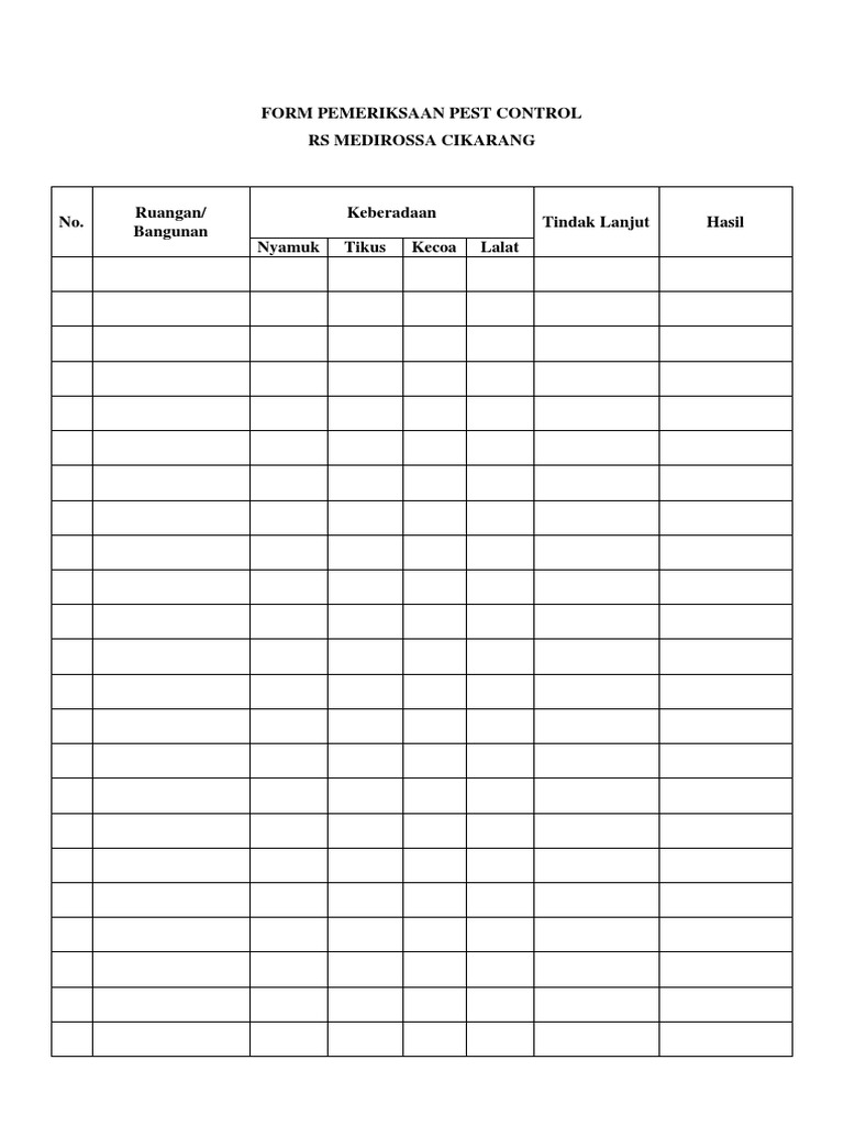 Form Pemeriksaan Pest Control | PDF