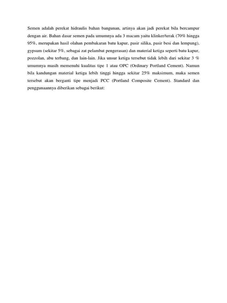 Perbedaan Semen OPC Dan PCC | PDF