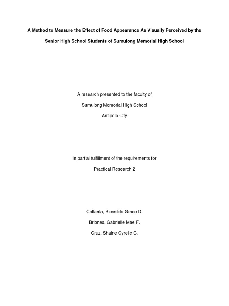 Measuring Food Appearance Impact on Teens | PDF | Behavioural Sciences ...