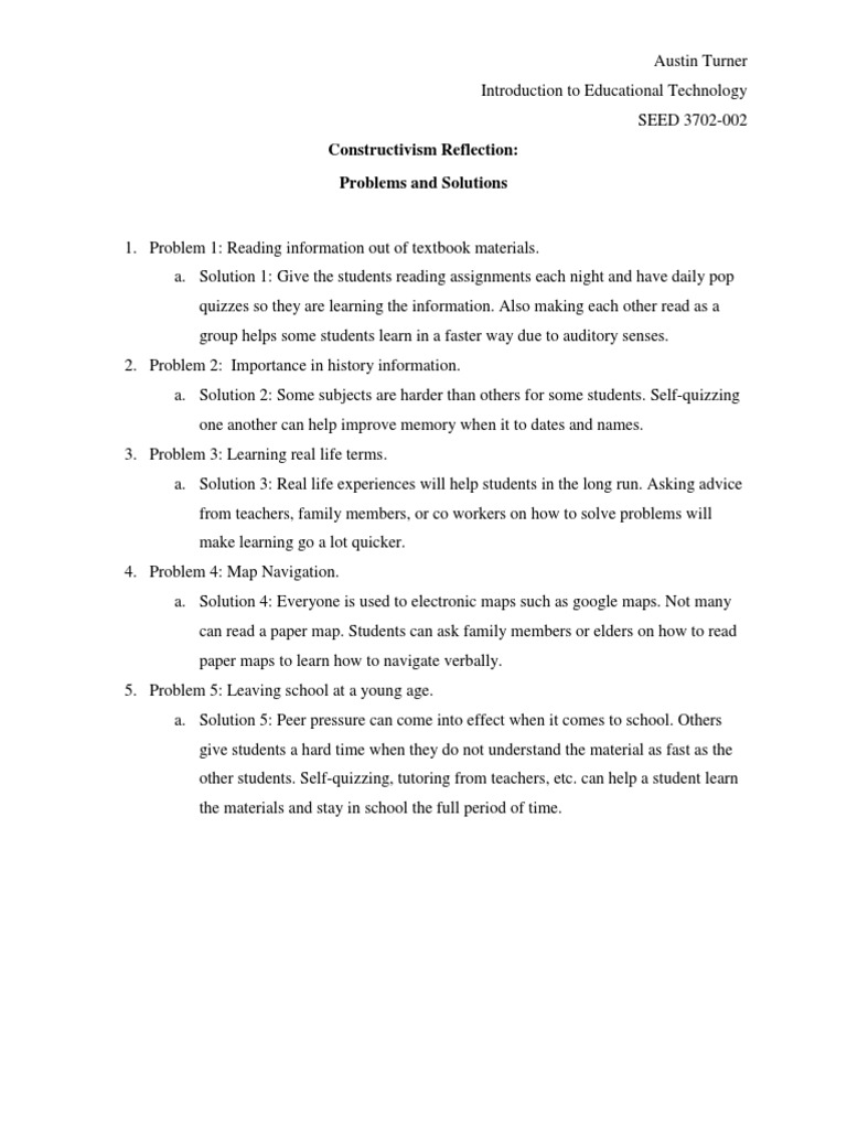 Austin Constructivism Reflection | PDF