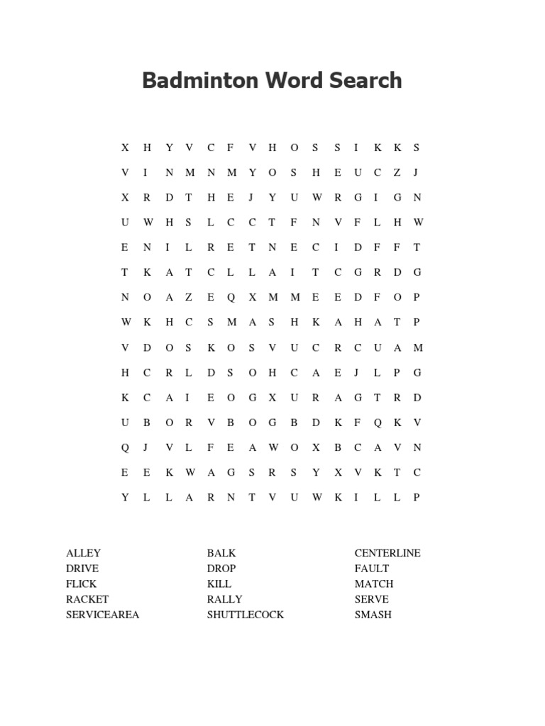 Badminton Word Search | PDF | Summer Olympic Games | Competition