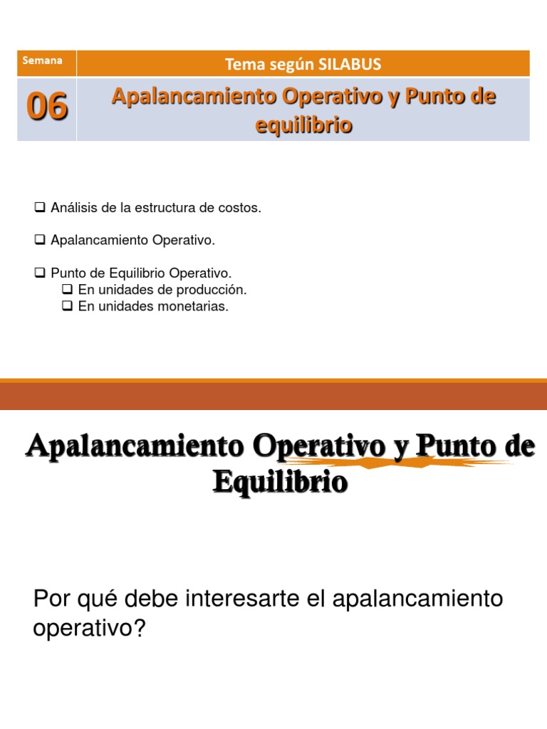 Apalancamiento Operativo y Punto de Equilibrio | PDF | Apalancamiento (Finanzas) | Compartir ...