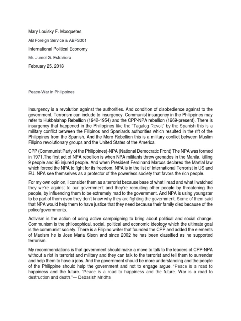 AB Foreign Service & ABFS301: Mr. Jumel G. Estrañero | PDF ...