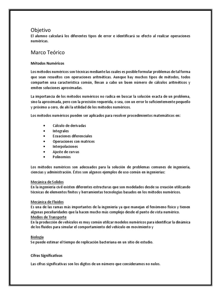 Análisis y Cálculo Del Error en Métodos Numéricos | PDF | Análisis ...