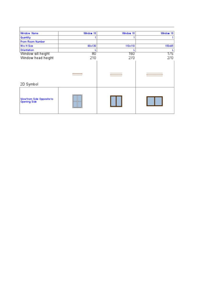 Window Sill Height 80 160 175 Window Head Height 210 270 270 | PDF