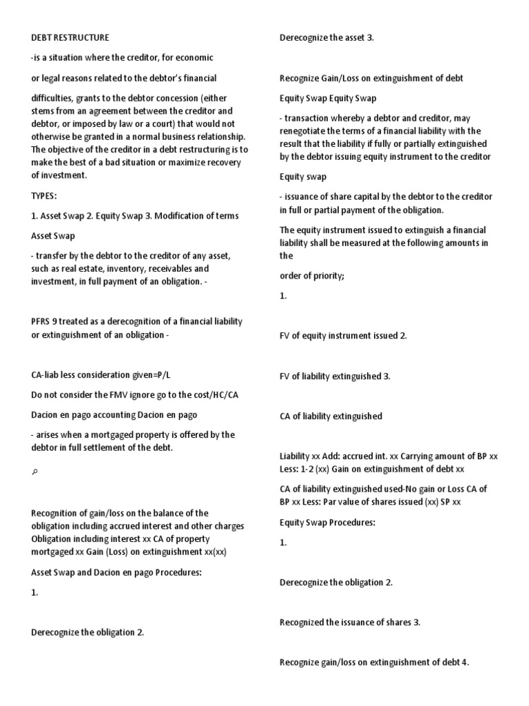 Debt Restructure | PDF | Equity (Finance) | Swap (Finance)