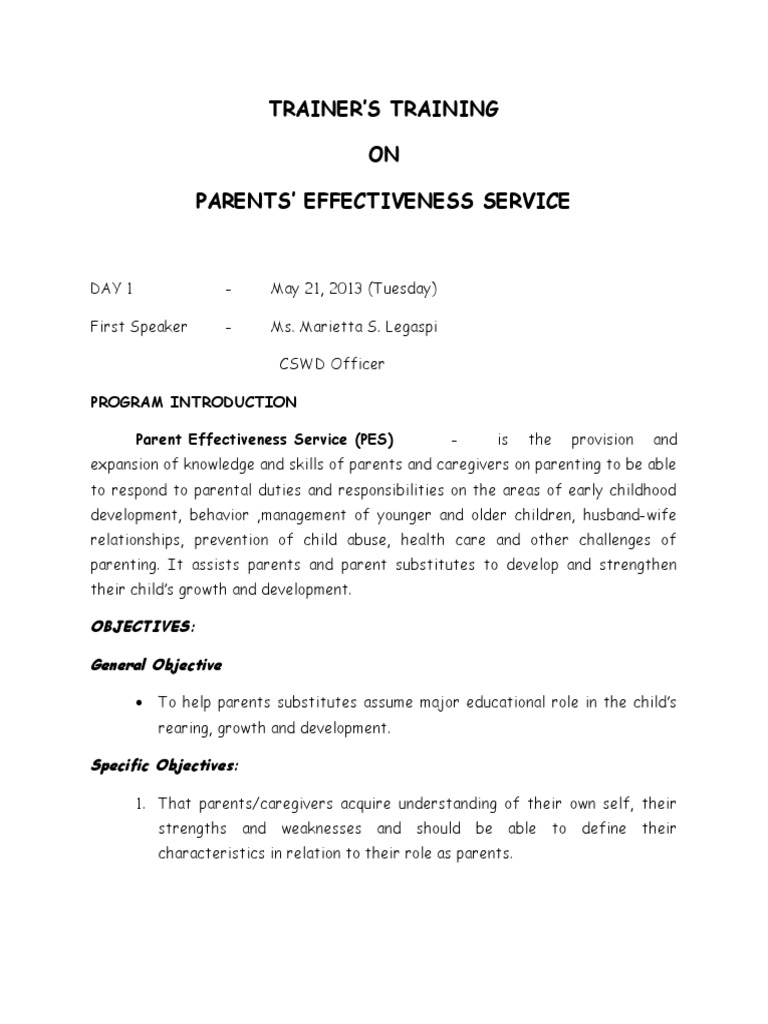 Trainors Training On Parent Effectiveness Seminar | PDF | Child ...