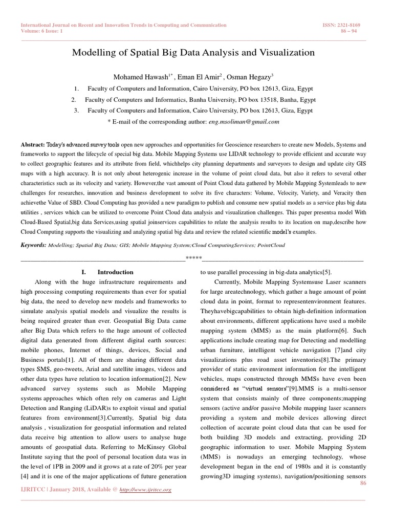 Modelling of Spatial Big Data Analysis and Visualization | PDF | Cloud ...