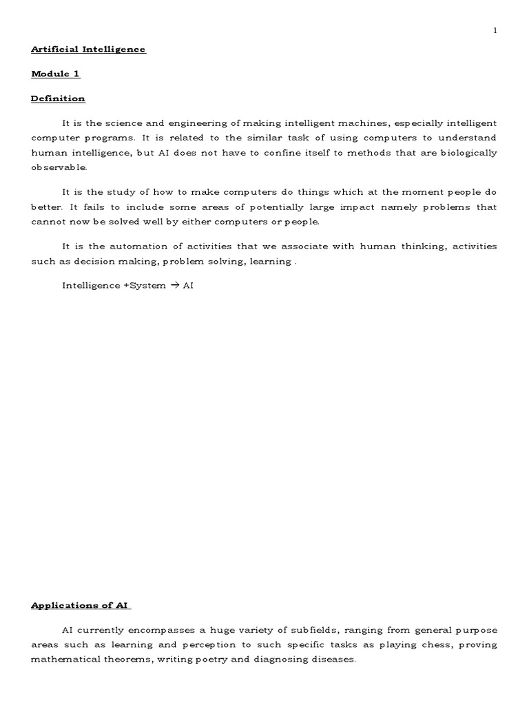 Artificial Intelligence | PDF | Areas Of Computer Science | Applied ...