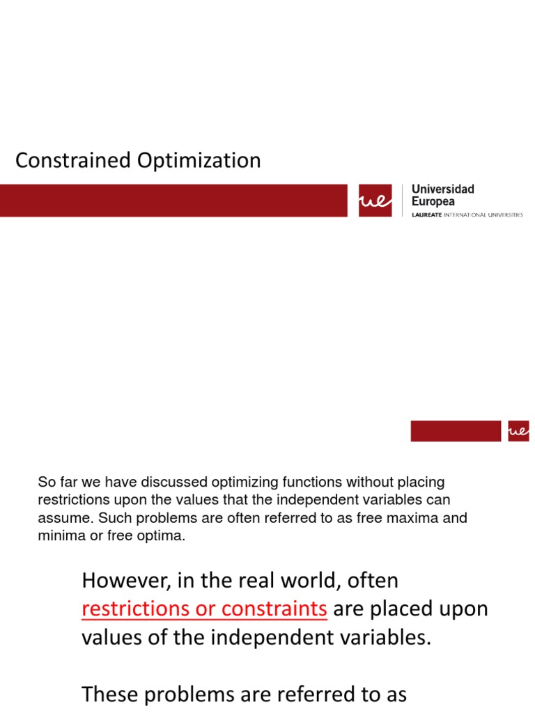 Constrained Optimization | PDF | Mathematical Optimization | Teaching ... Constrained Optimization | PDF | Mathematical Optimization | Teaching ...