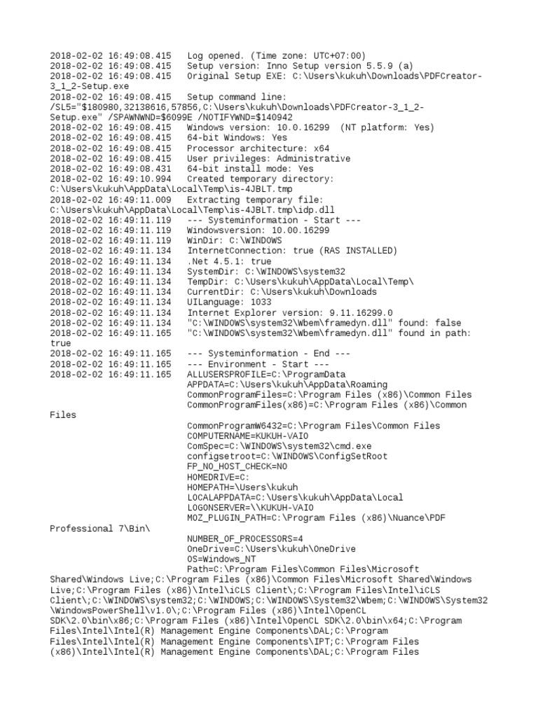 Setup Log | PDF | Filename | Microsoft Windows