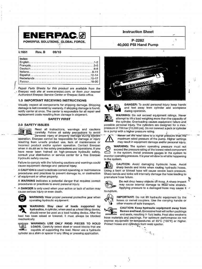 Enerpac P-2282 Hand Pump | PDF
