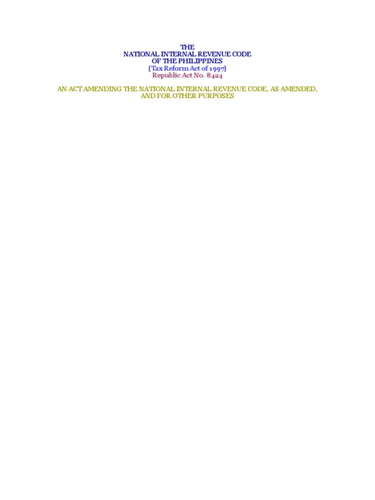 The Tax Code of The Philippines | PDF | Internal Revenue Service | Revenue