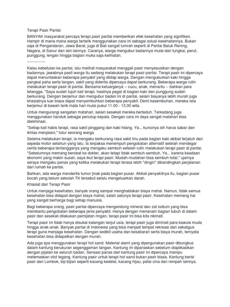 Terapi Pasir Pantai untuk Kesehatan | PDF