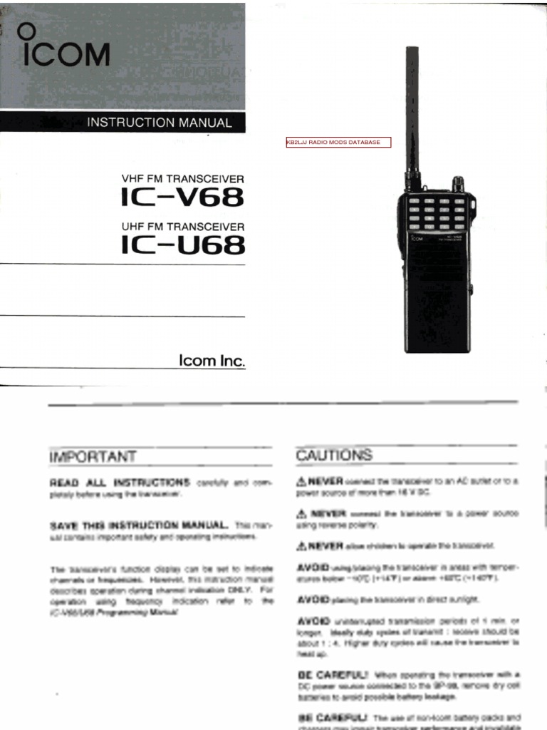 Icom IC-U-V68 Instruction Manual | PDF