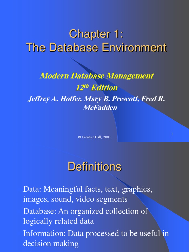 The Database Environment: Modern Database Management 12 Edition | PDF | Databases | Metadata