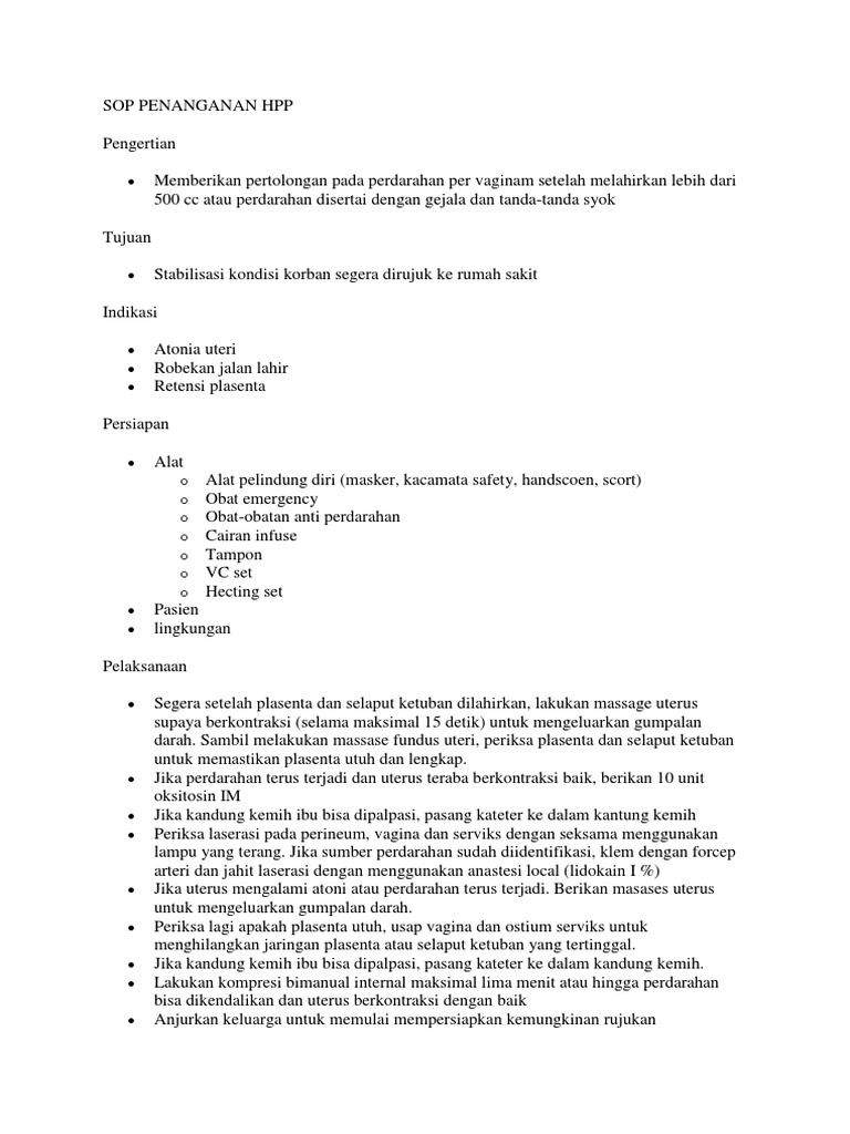 Sop Penanganan HPP | PDF
