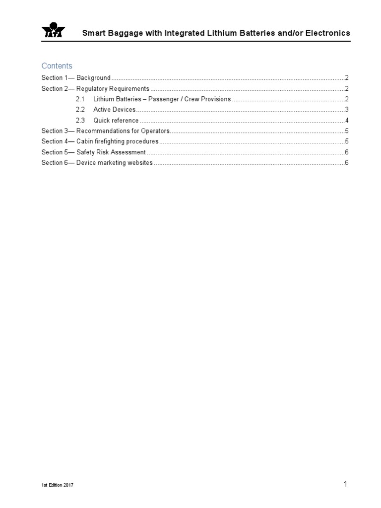 IATA Guidance On Smart Baggage With Integrated Lithium Batteries and Electronics | Download Free ...